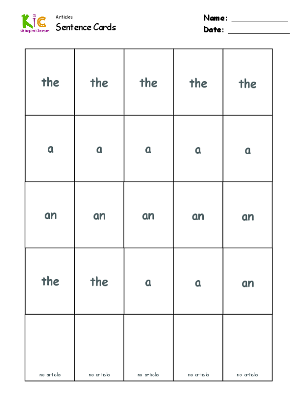 Free Sentence-Pattern Chart Resources